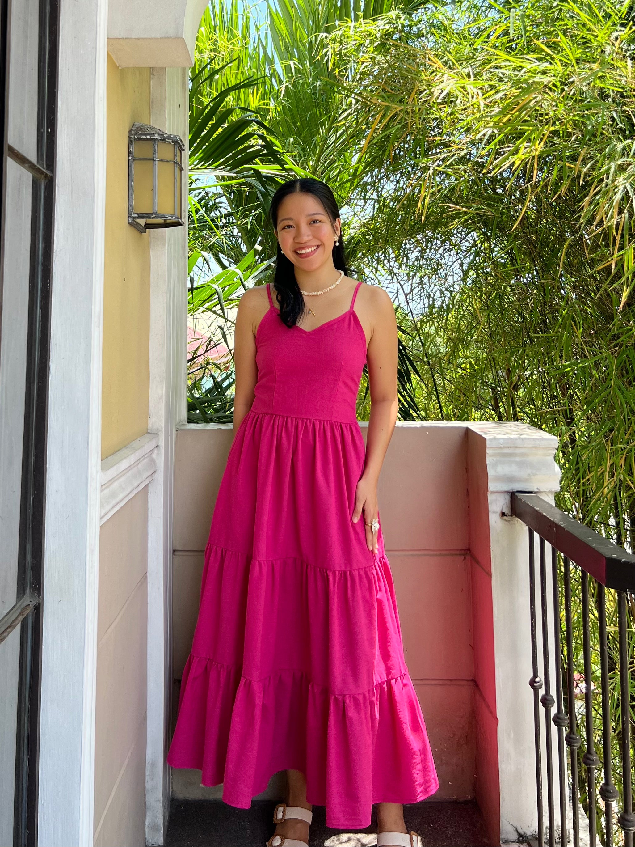 Honeydew Dress in Deep Pink – Wanhiyan Clothing